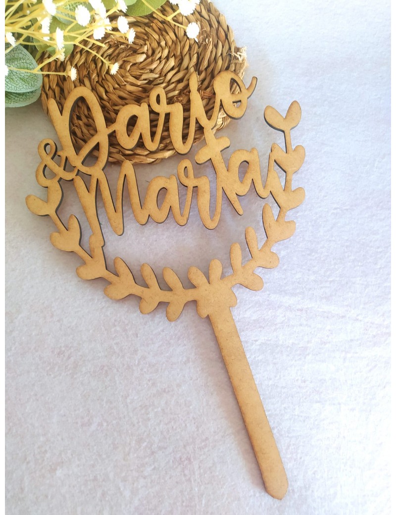 Cake Topper Boda Personalizado en madera en clupers.com