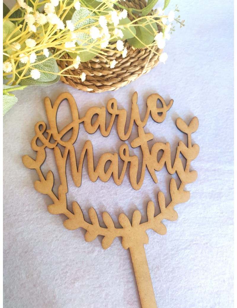 Cake Topper Boda Personalizado en madera en clupers.com